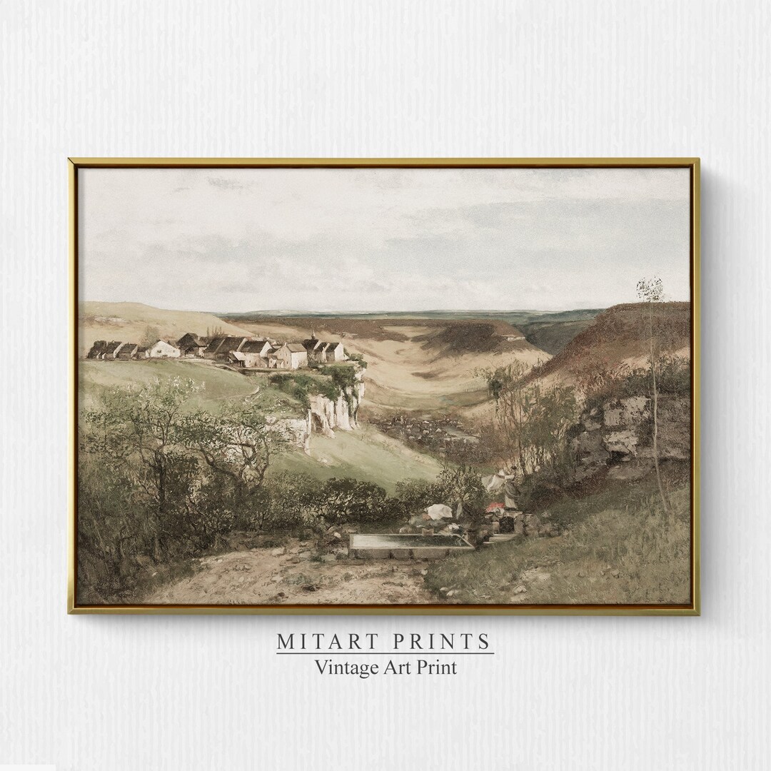 Vintage French Landscape Painting, French Country Wall Art, Country ...