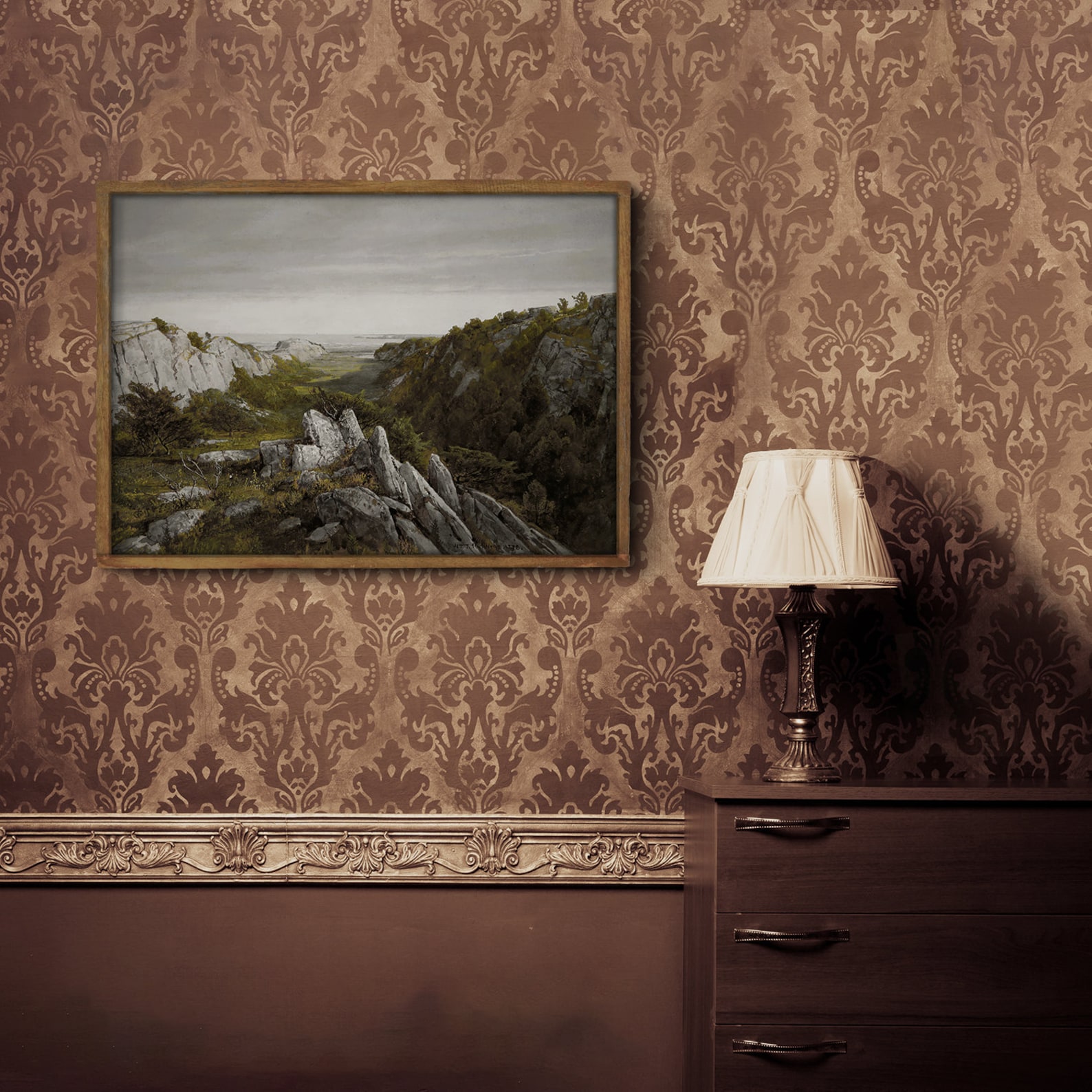 Vintage Moody Landscape Painting, Landscape Wall Art, Country Oil ...
