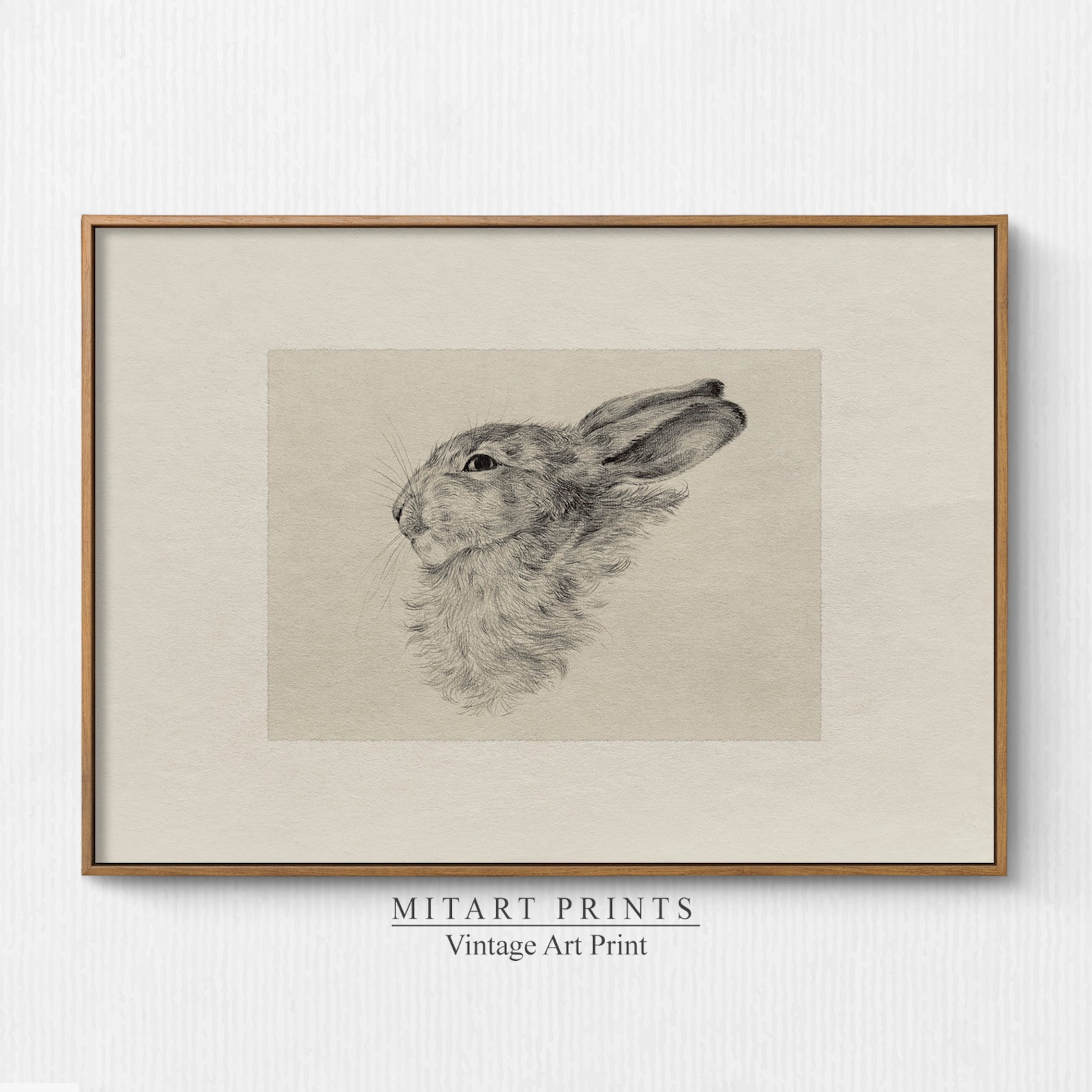 Vintage Rabbit Print, Printable Bunny Drawing, Farmhouse Rabbit Wall ...
