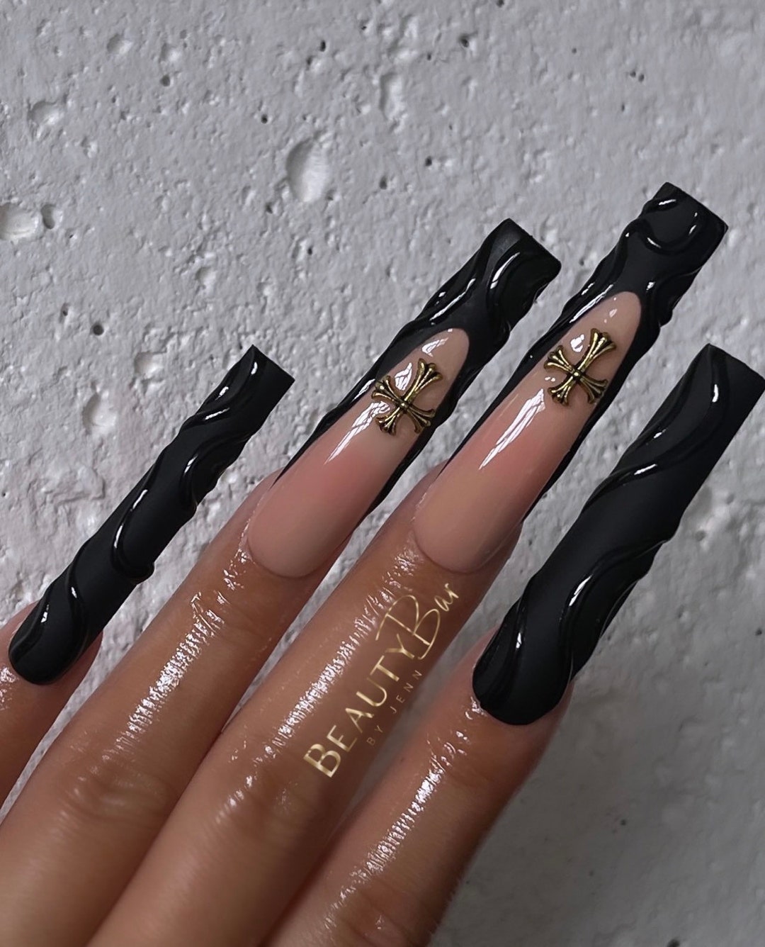 ONYX | 3xl Square Press Ons | XXL Square Nails | 3D Press on Nails ...