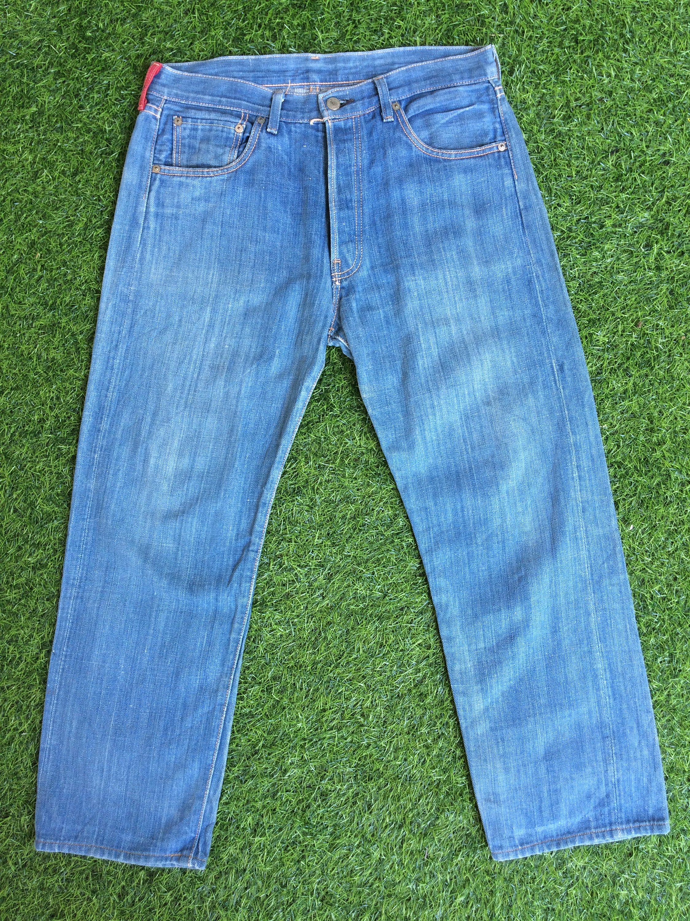 Size 33 Vintage Distressed Levis Red Loop Selvedge Jeans W33 L26 Light ...