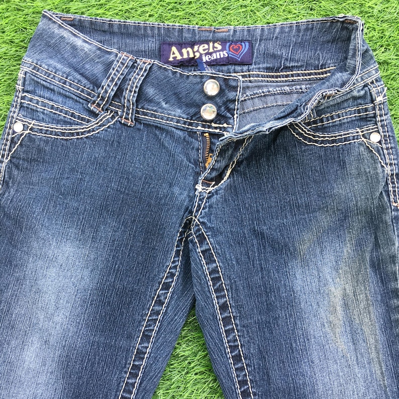 Angels Jeans Bootcut Flare Jeans, Low Waist, Distressed Denim (W26 L31 ...