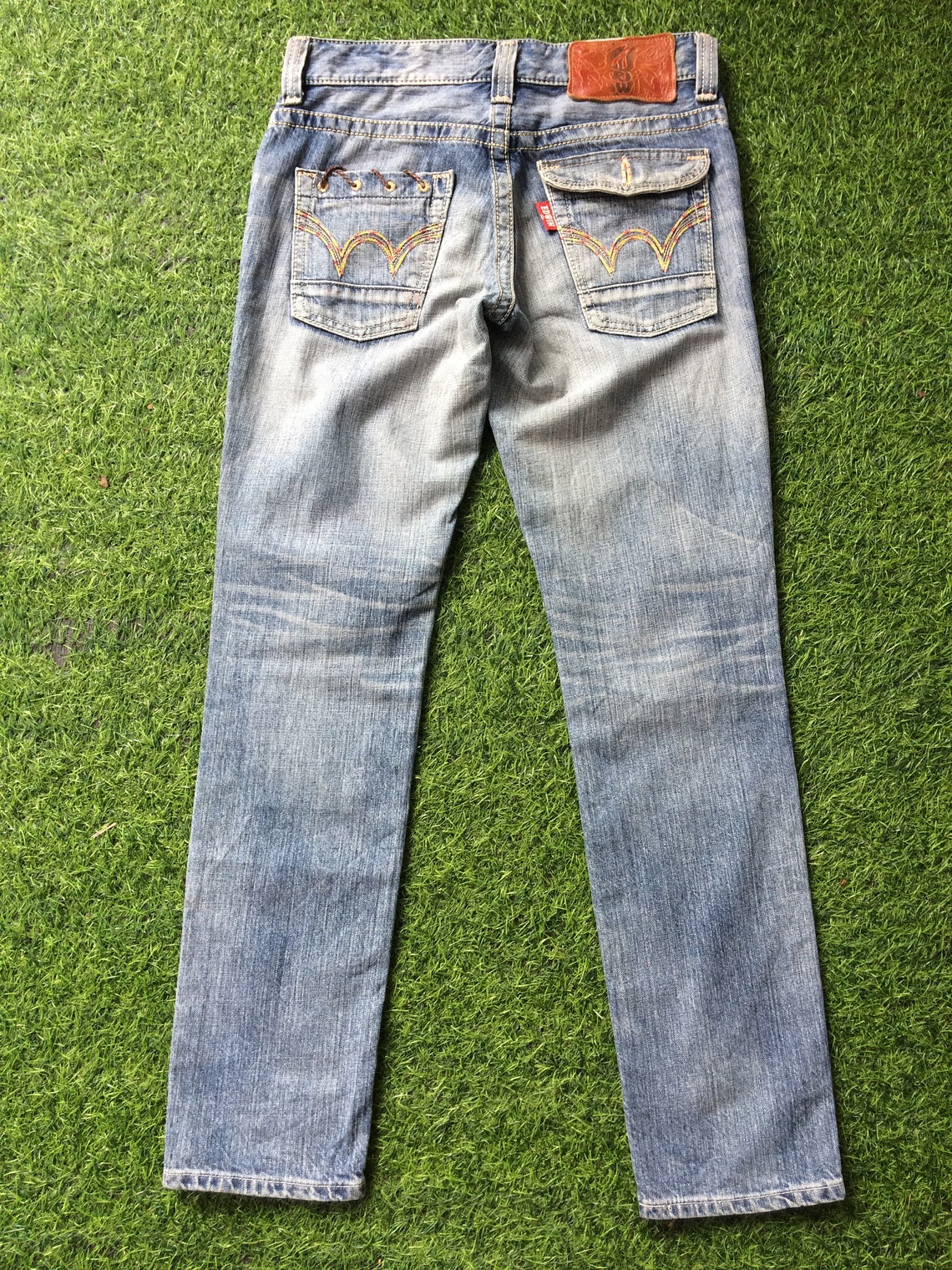 Edwin Light Blue Wash 2000’s Grunge Style Low-rise Embellished ...