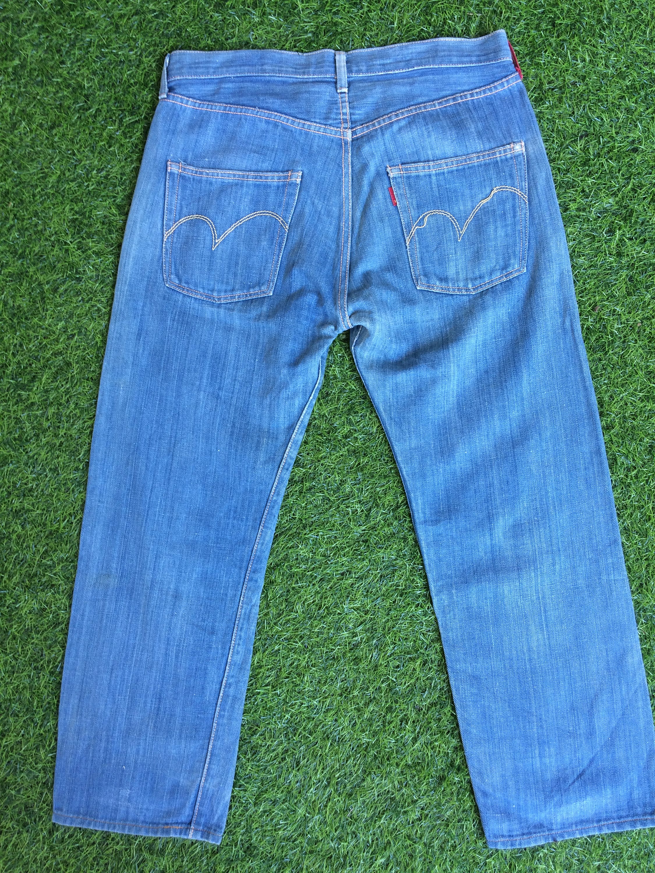 Size 33 Vintage Distressed Levis Red Loop Selvedge Jeans W33 L26 Light ...