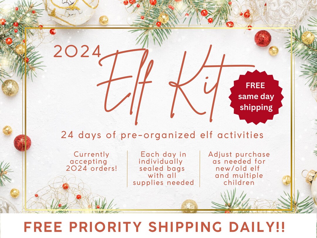 24 Day Elf Kit 2024, Christmas Elf Activities Kit, Elf Props, Pre ...