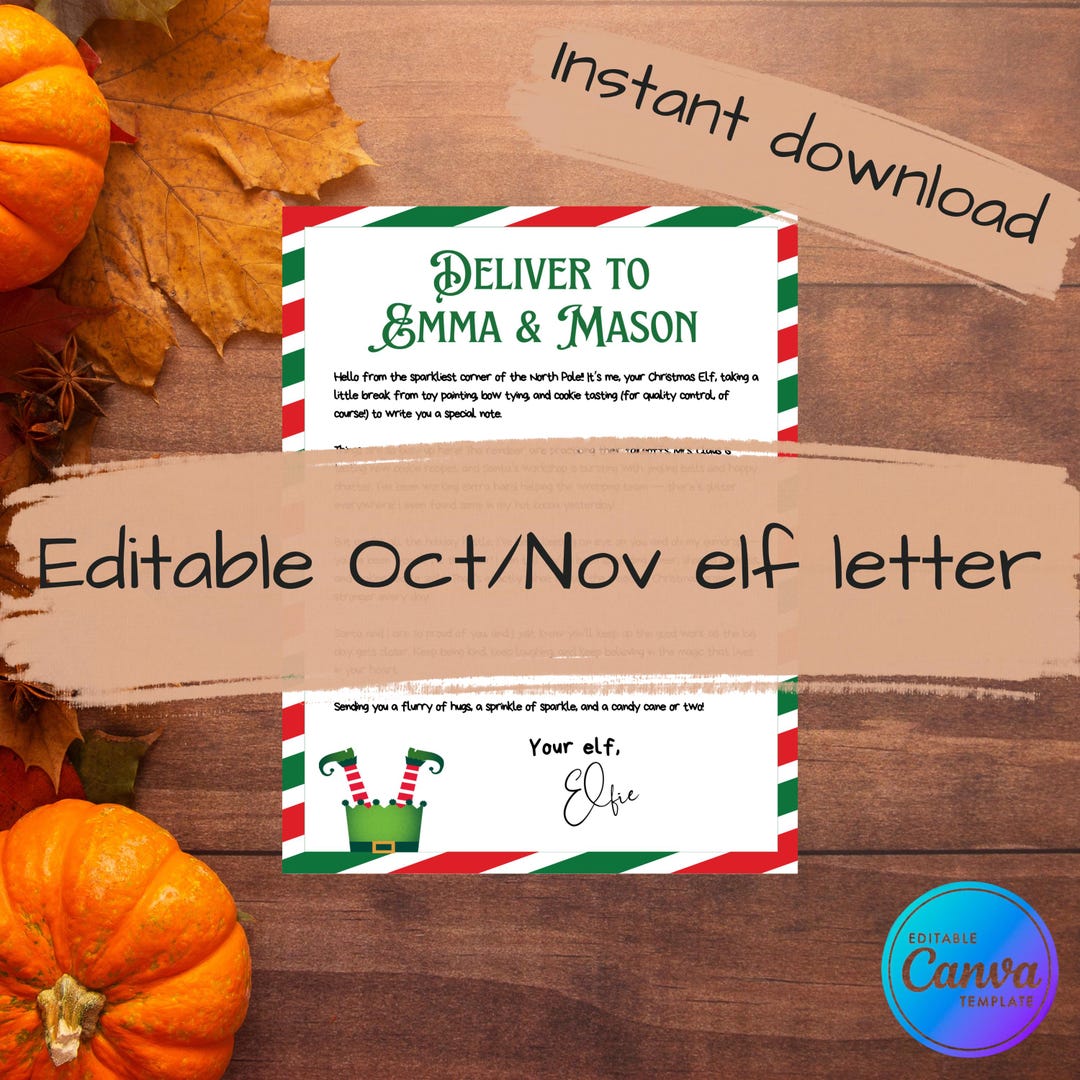 Editable Fall Elf "see You Soon" Printable Letter, Elf Note for Kids ...