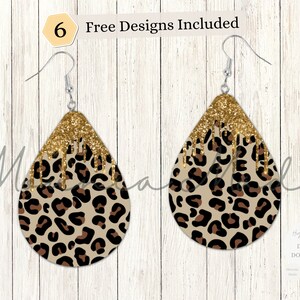 Leopard Earrings Sublimation Design PNG, Teardrop Earring Template ...