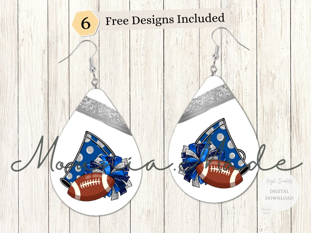 Football Cheer Teardrop Earring Sublimation Design PNG (digital ...
