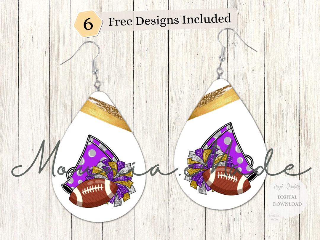 Football Cheer Teardrop Earring PNG, Sport Sublimation (digital ...