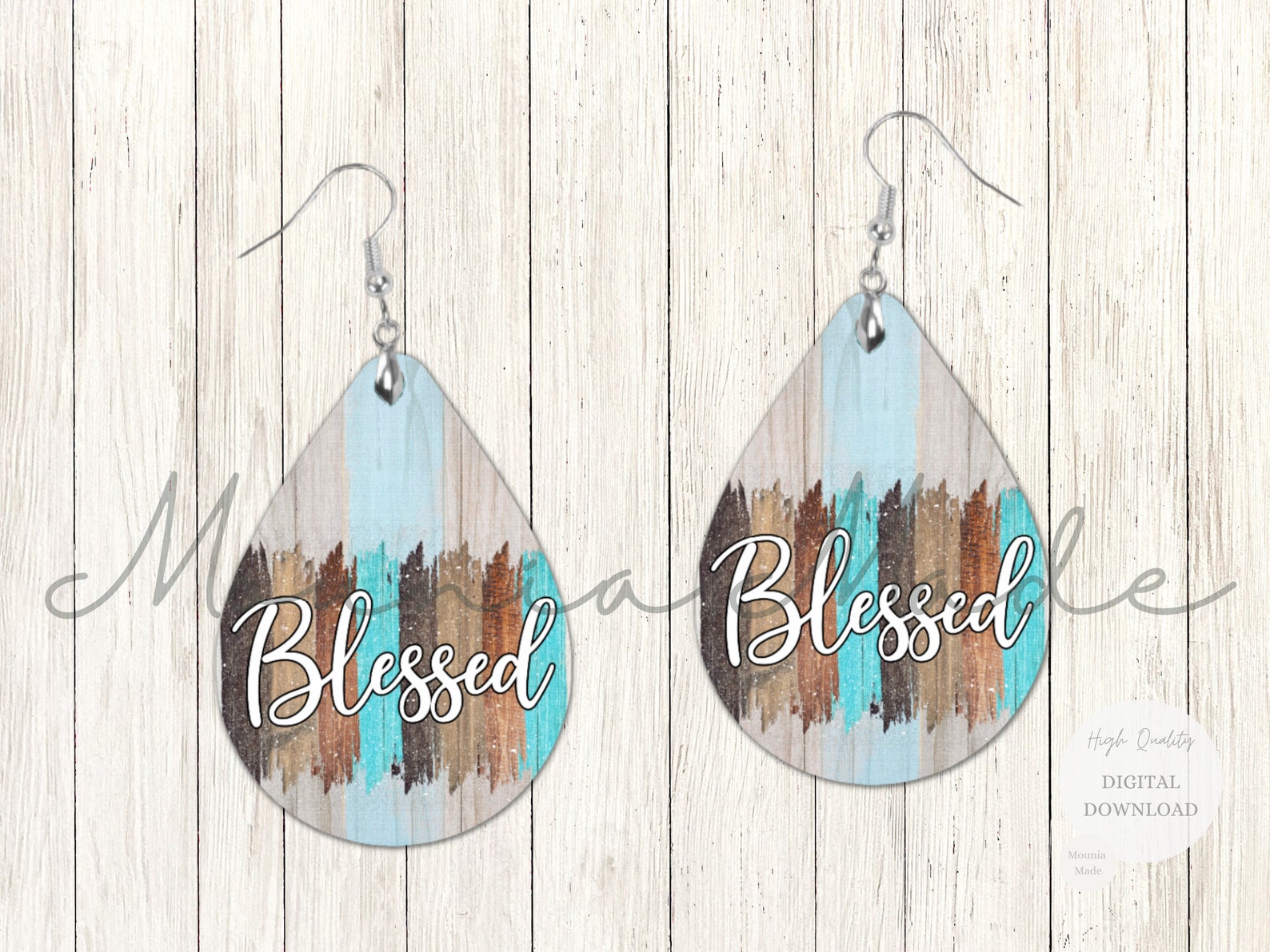 Blessed Earrings Sublimation Design PNG Teardrop Earring | Etsy