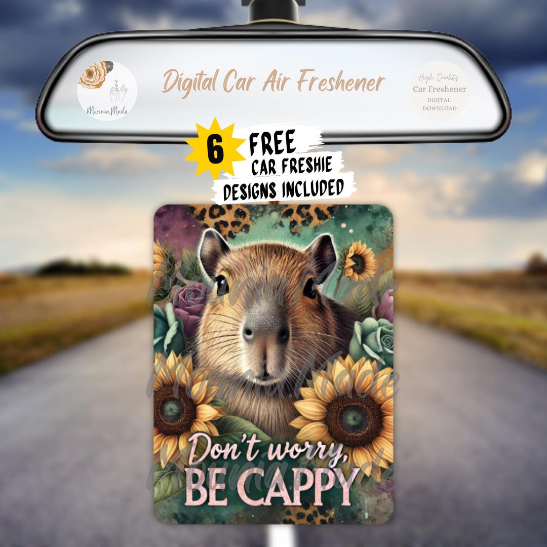 Cute Capybara Air Freshener Sublimation Design PNG, Car Printable ...