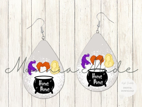 Hocus Pocus Earrings Sublimation Design PNG Witch Sisters - Etsy