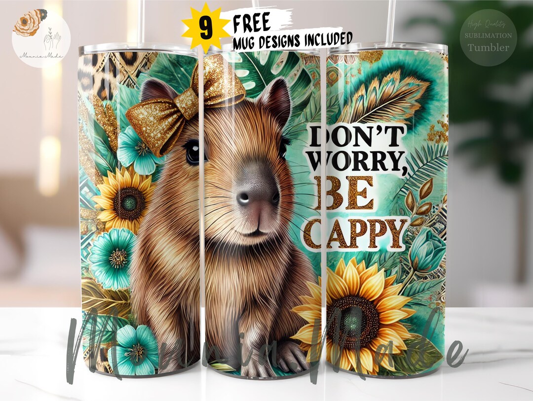 Cute Capybara Skinny Tumbler Wrap PNG 20 Oz, Tumbler Sublimation ...
