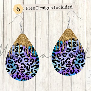 Leopard Earrings Sublimation Design PNG, Teardrop Earring Template ...