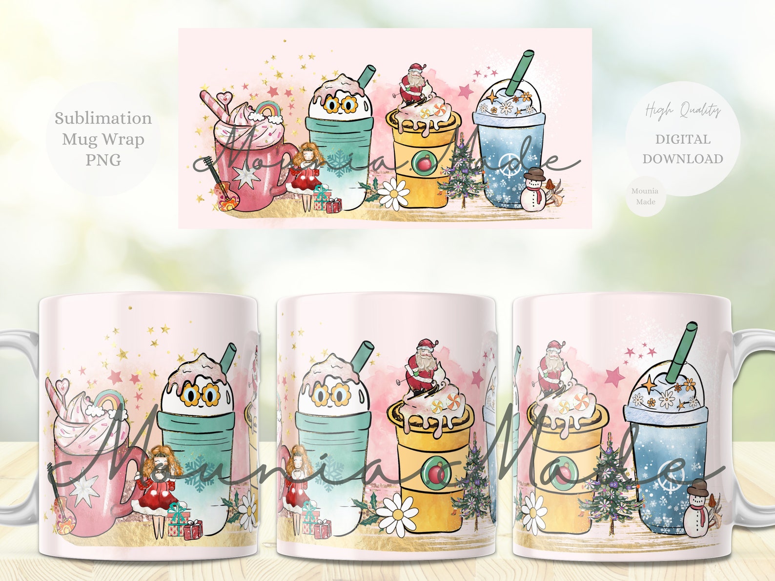 Winter Holiday Coffee Mug Sublimation Templates 11 & 15 Oz - Etsy