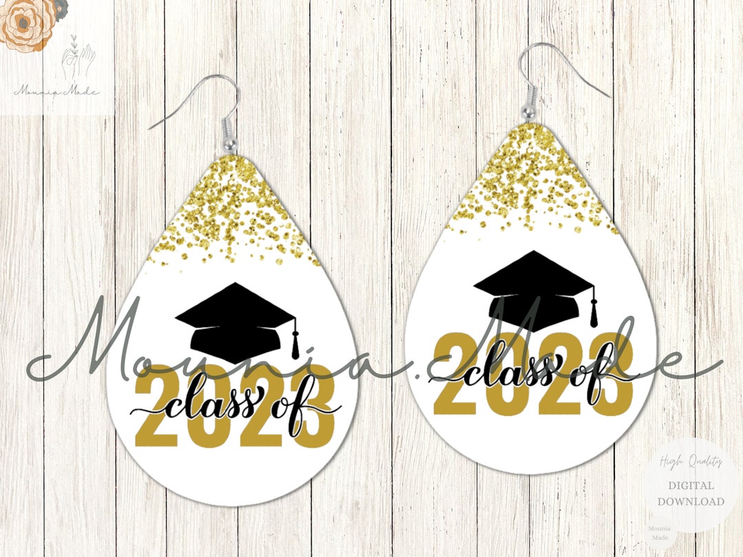 Graduation Cap Earrings Sublimation Design PNG Class of 2023 - Etsy