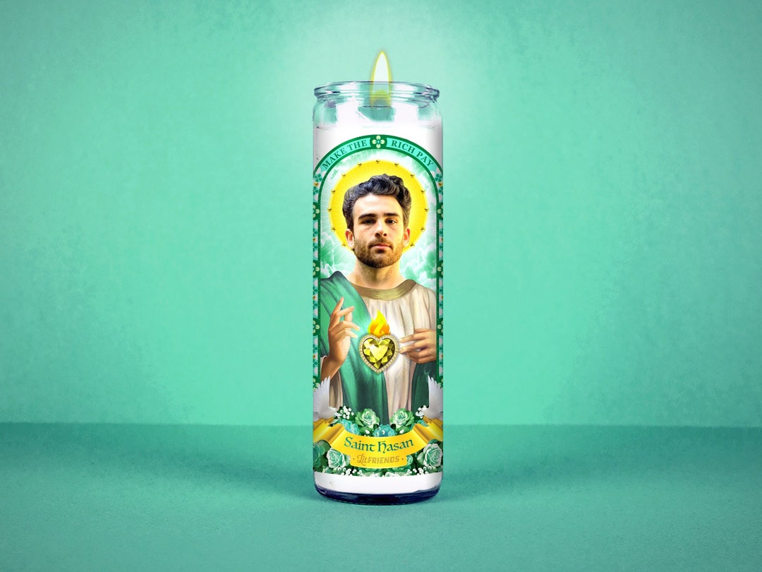Saint Hasan Piker Celebrity Prayer Candle | Non Scented | 8 Inch Glass ...