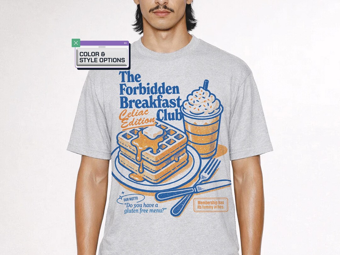 Gluten Free Breakfast Club Tee: Funny Celiac Gift Shirt | Celiac ...