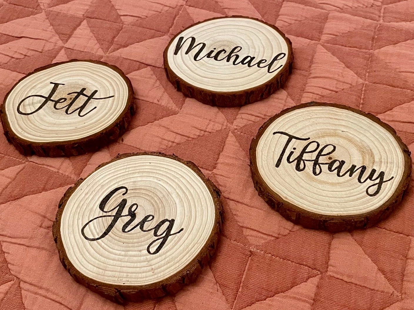 Custom Wood Burned Name Place Setting Sign - Custom Written or Preset ...