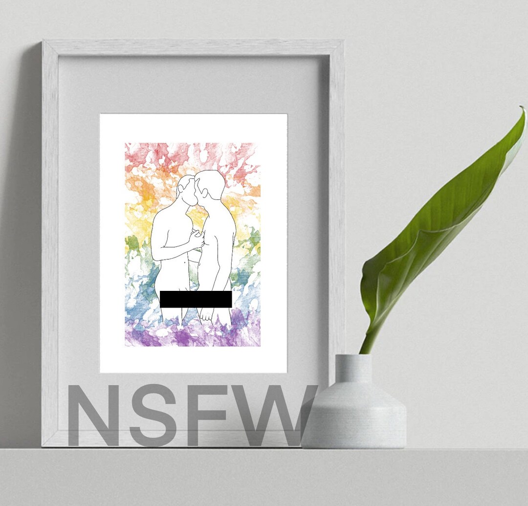 M4M Gay Couple Nude Watercolour Art Print Digital Download Etsy