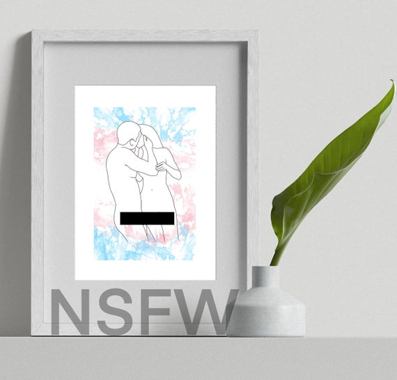 T4t Transgender Couple Nude Watercolour Art Print Digital Etsy