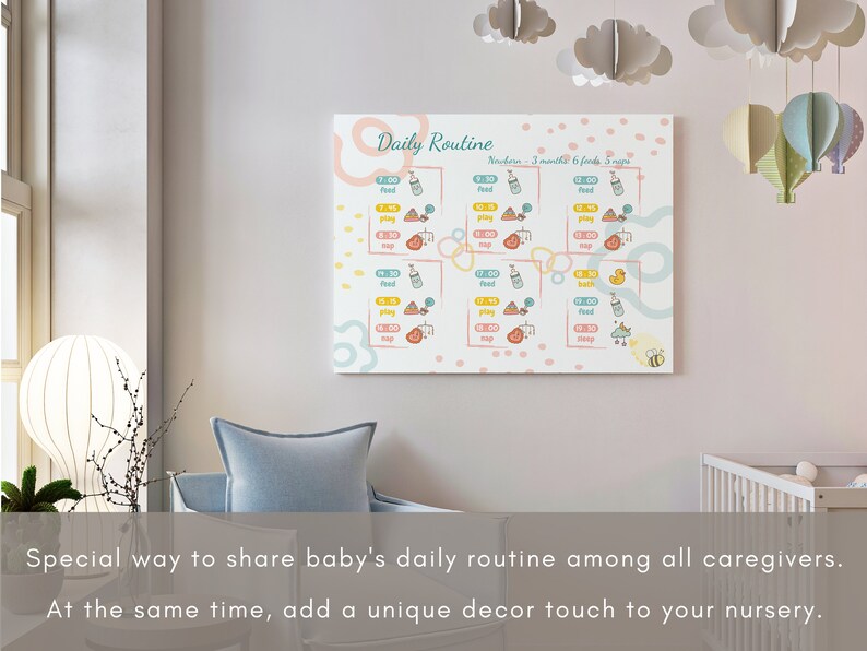 EDITABLE | Baby Daily Routine Wall Art | Newborn - 3M | 6 Block ...