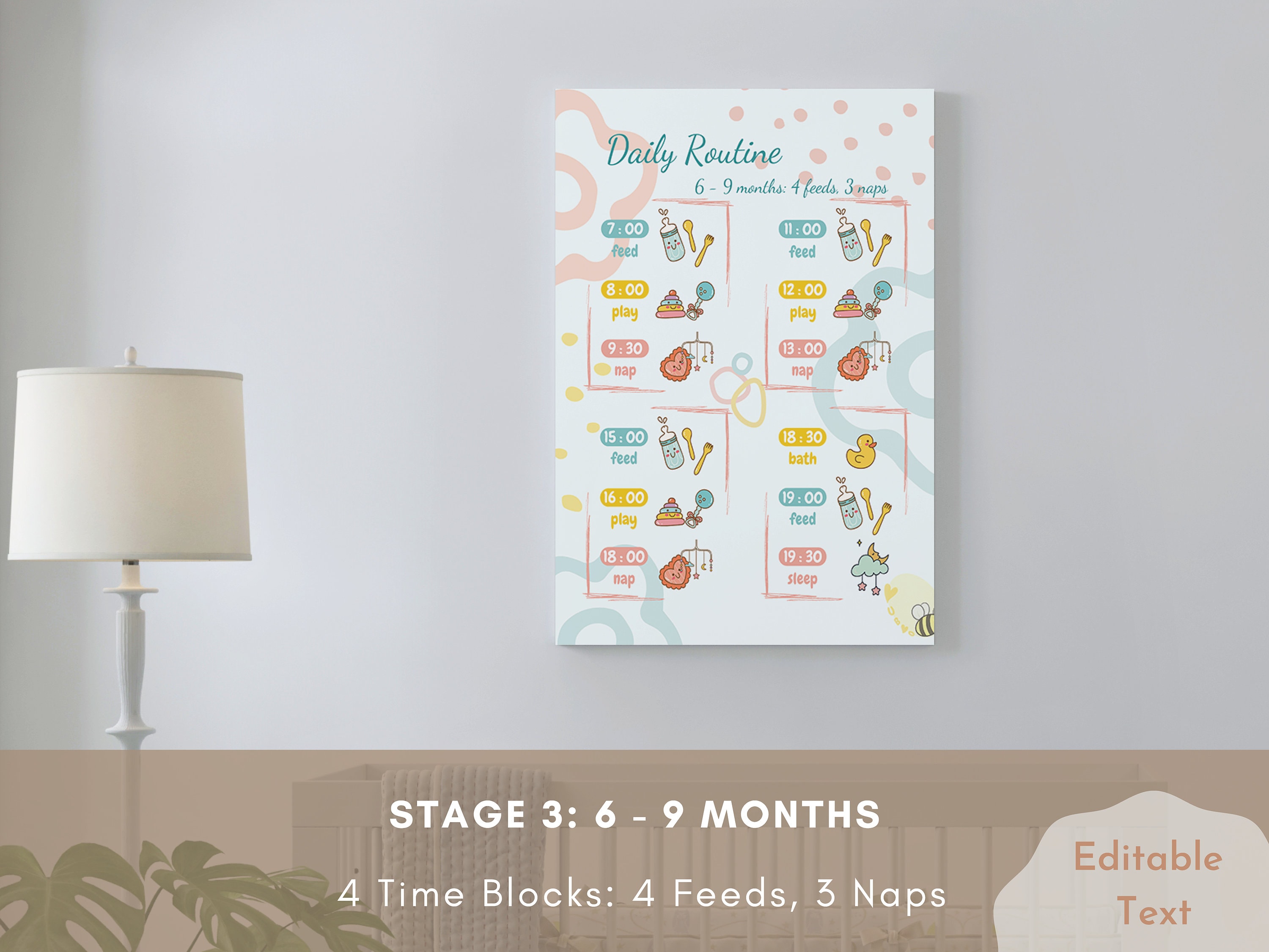 EDITABLE | Baby Daily Routine Wall Art | Bundle Newborn - 18M Schedule ...