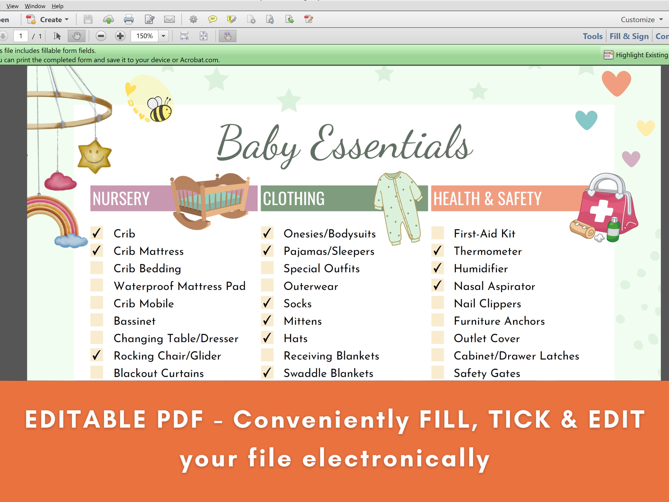 Baby Registry Essentials Checklist Customizable Fillable - Etsy