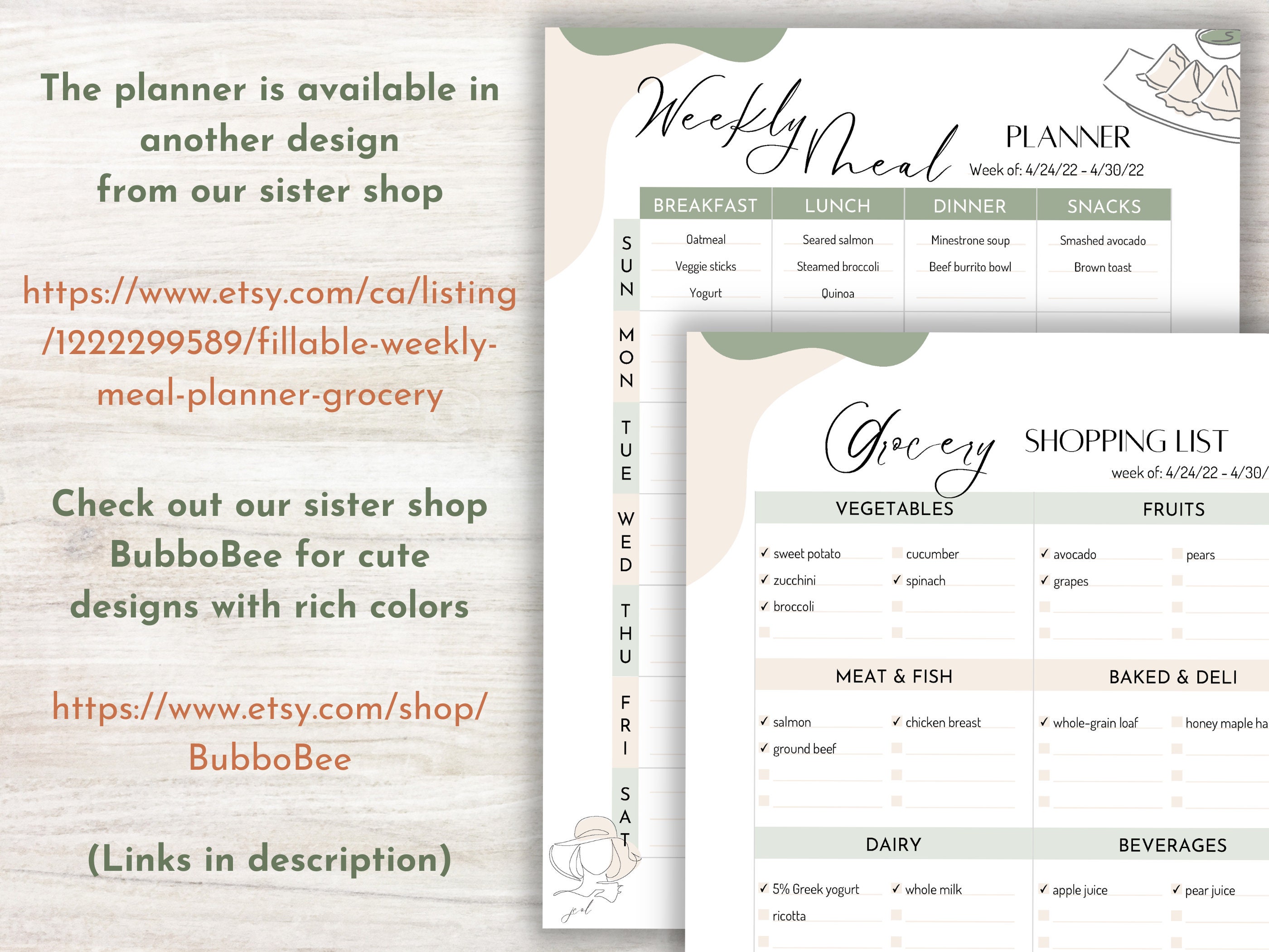 Customizable Weekly Meal Planner & Grocery Shopping List Baby Led ...