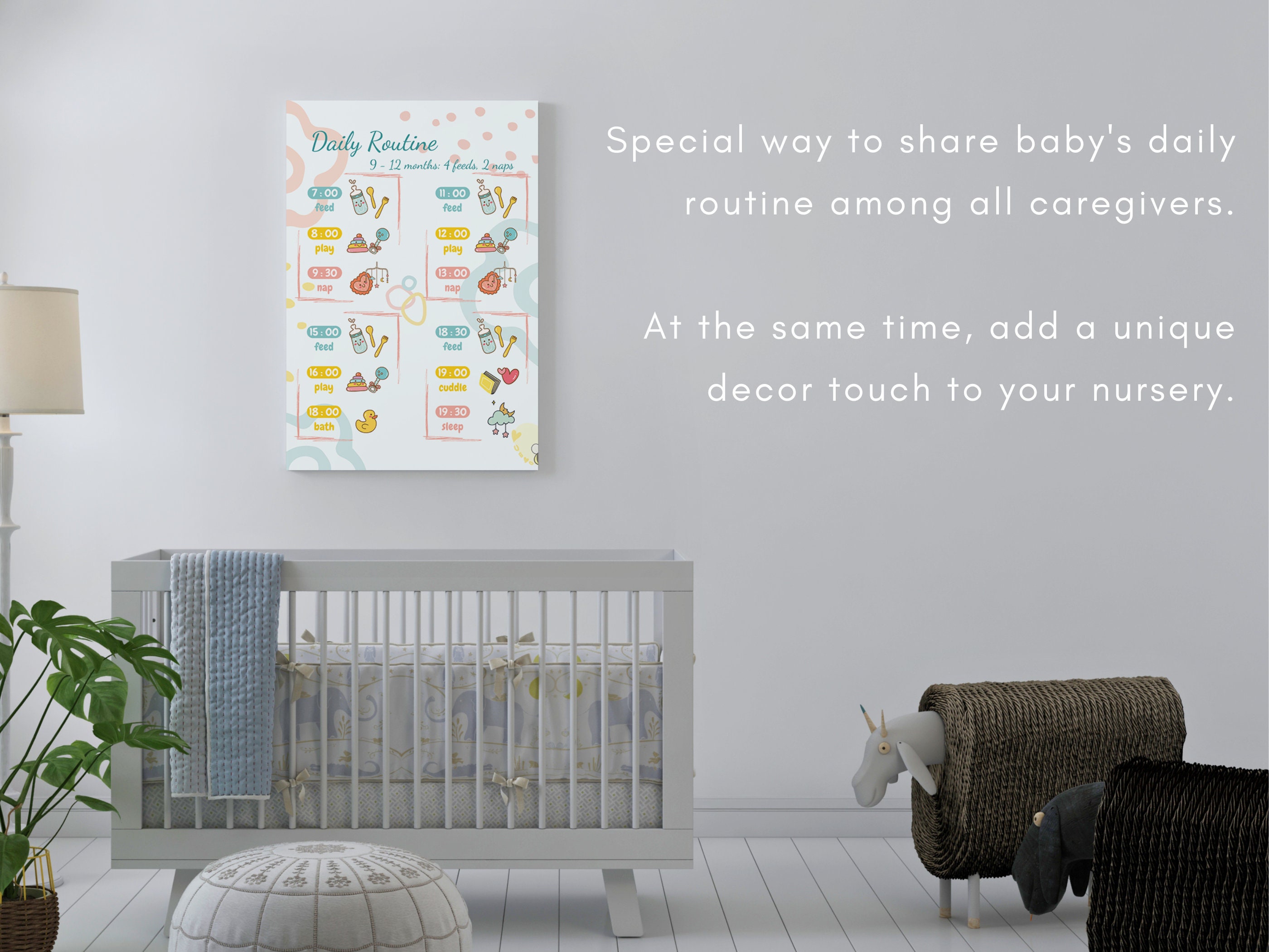 EDITABLE | Baby Daily Routine Wall Art | 9 - 12M | 4 Time Block ...