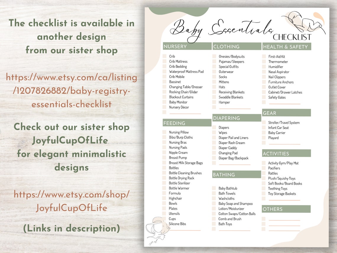 Baby Registry Essentials Checklist Customizable Fillable - Etsy