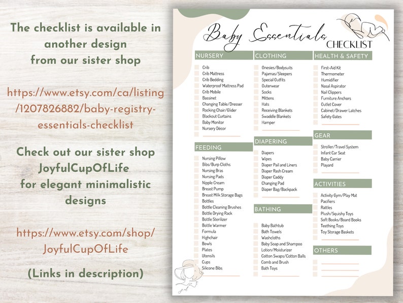 Baby Registry Essentials Checklist Customizable Fillable - Etsy