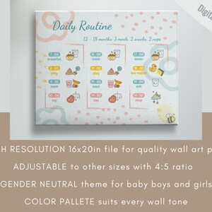 EDITABLE | Baby Daily Routine Wall Art | 12 - 18M | 3 Time Block ...