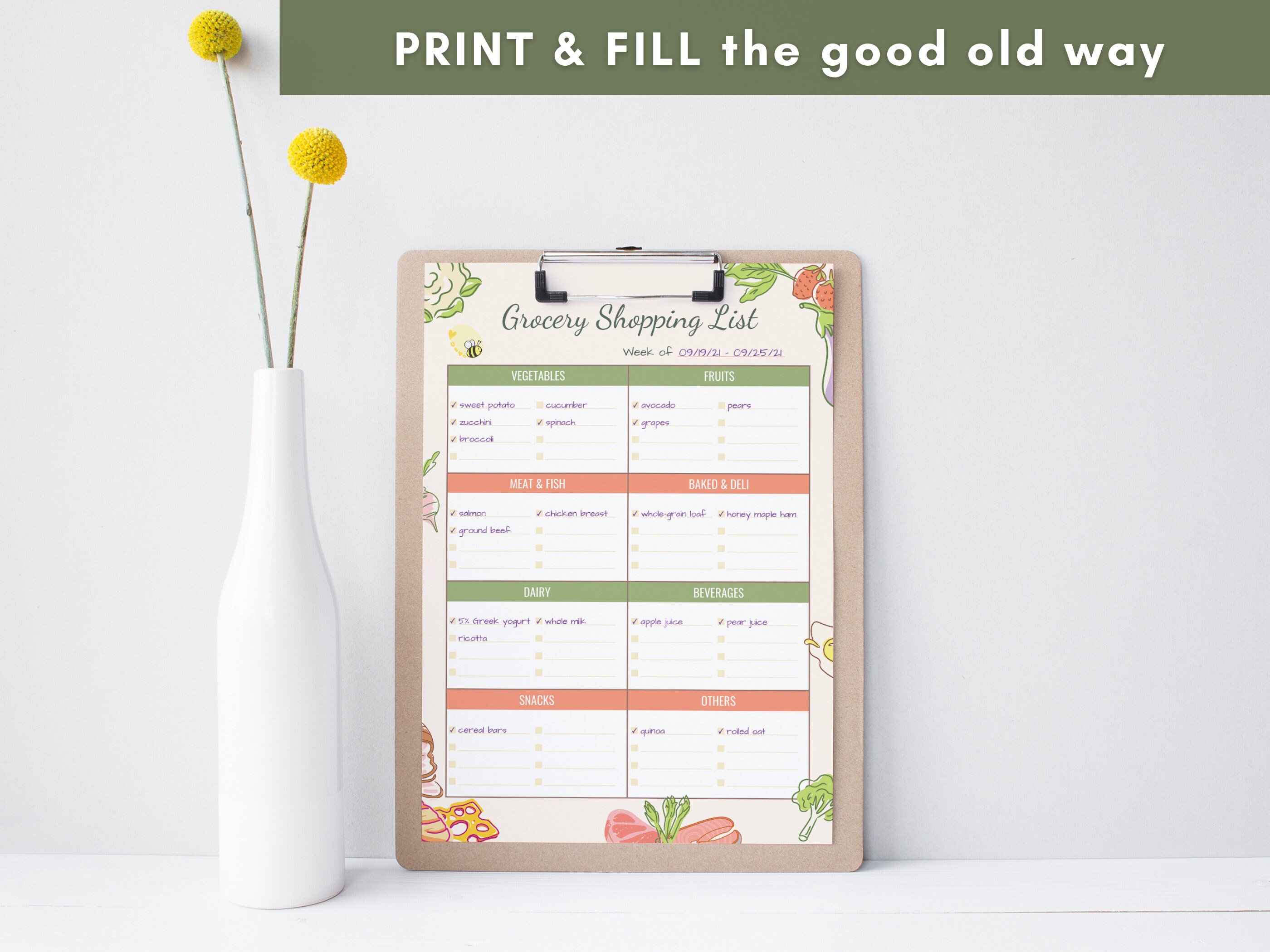 Customizable Weekly Meal Planner & Grocery Shopping List Baby Led ...