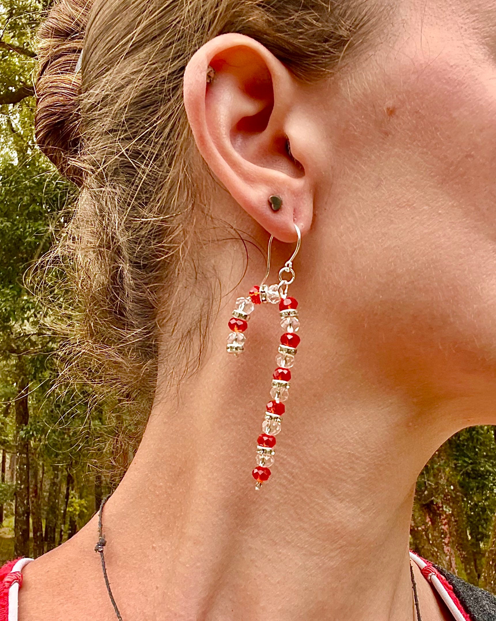 Candy Cane Dangle Earrings, Christmas Earrings, Candy Earrings ...
