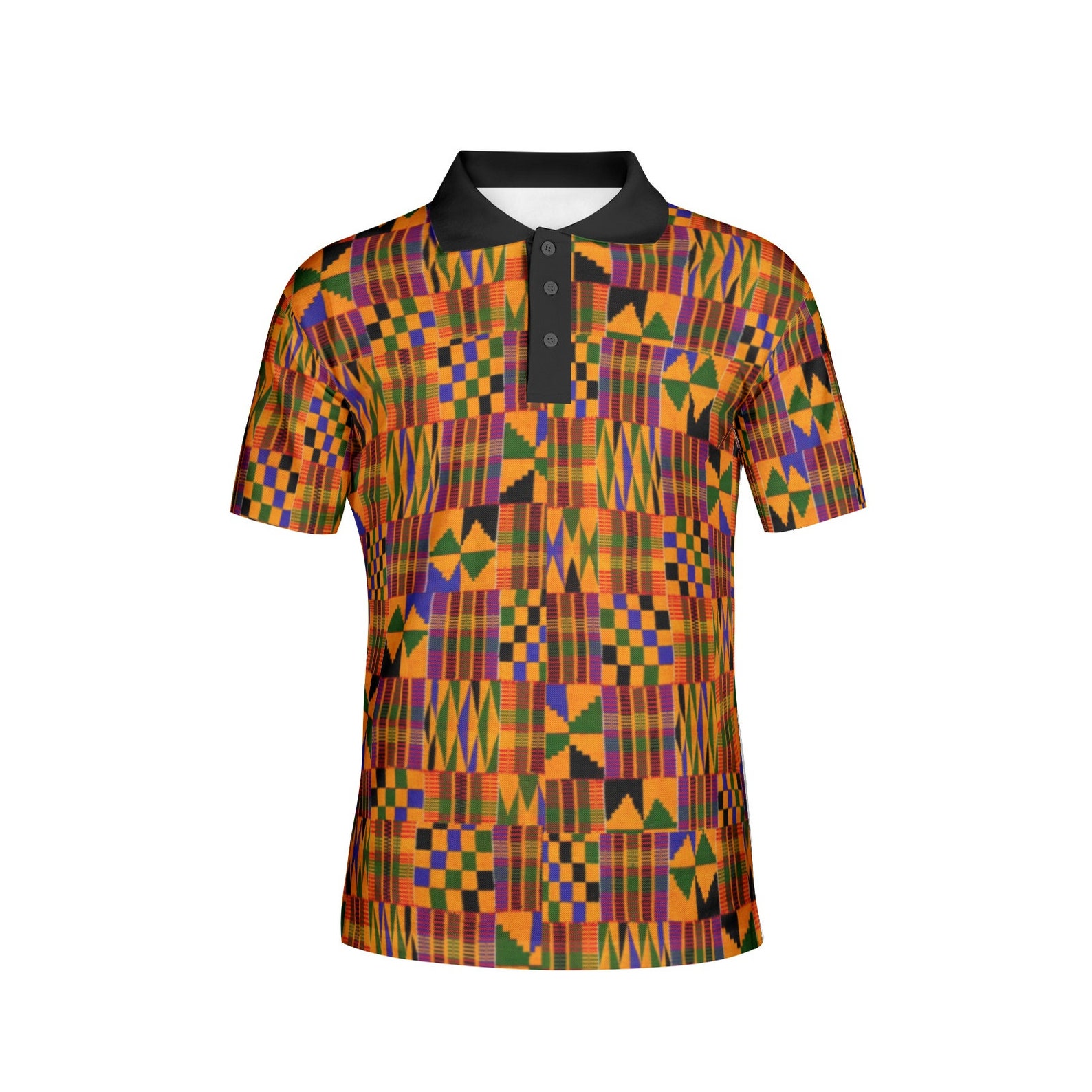 Colourful Kente African Print Men's Polo Shirt - Classic Polo Shirt ...