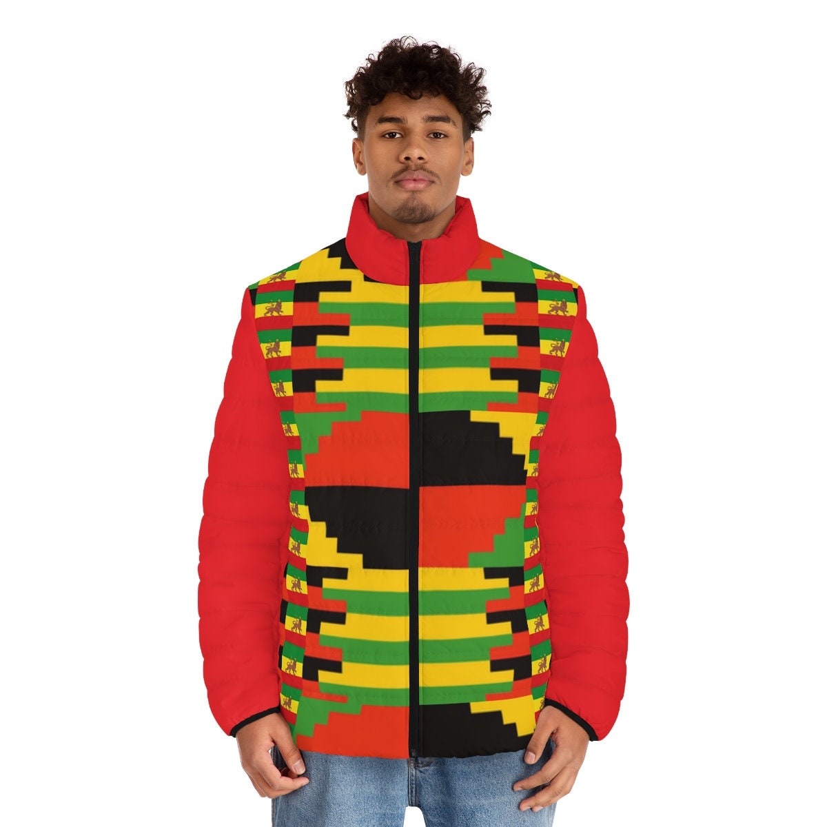 Colourful Kente Rasta Unisex Puffer Jacket Afro Caribbean - Etsy