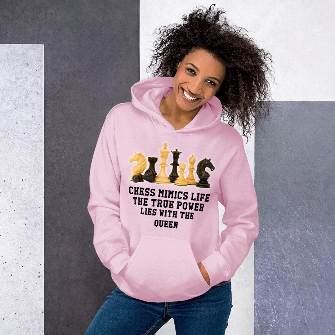 Chess Mimics Life Hoodie - the True Power Lies With the Queen - Afro ...