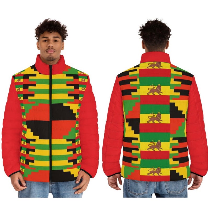 Colourful Kente Rasta Unisex Puffer Jacket Afro Caribbean - Etsy
