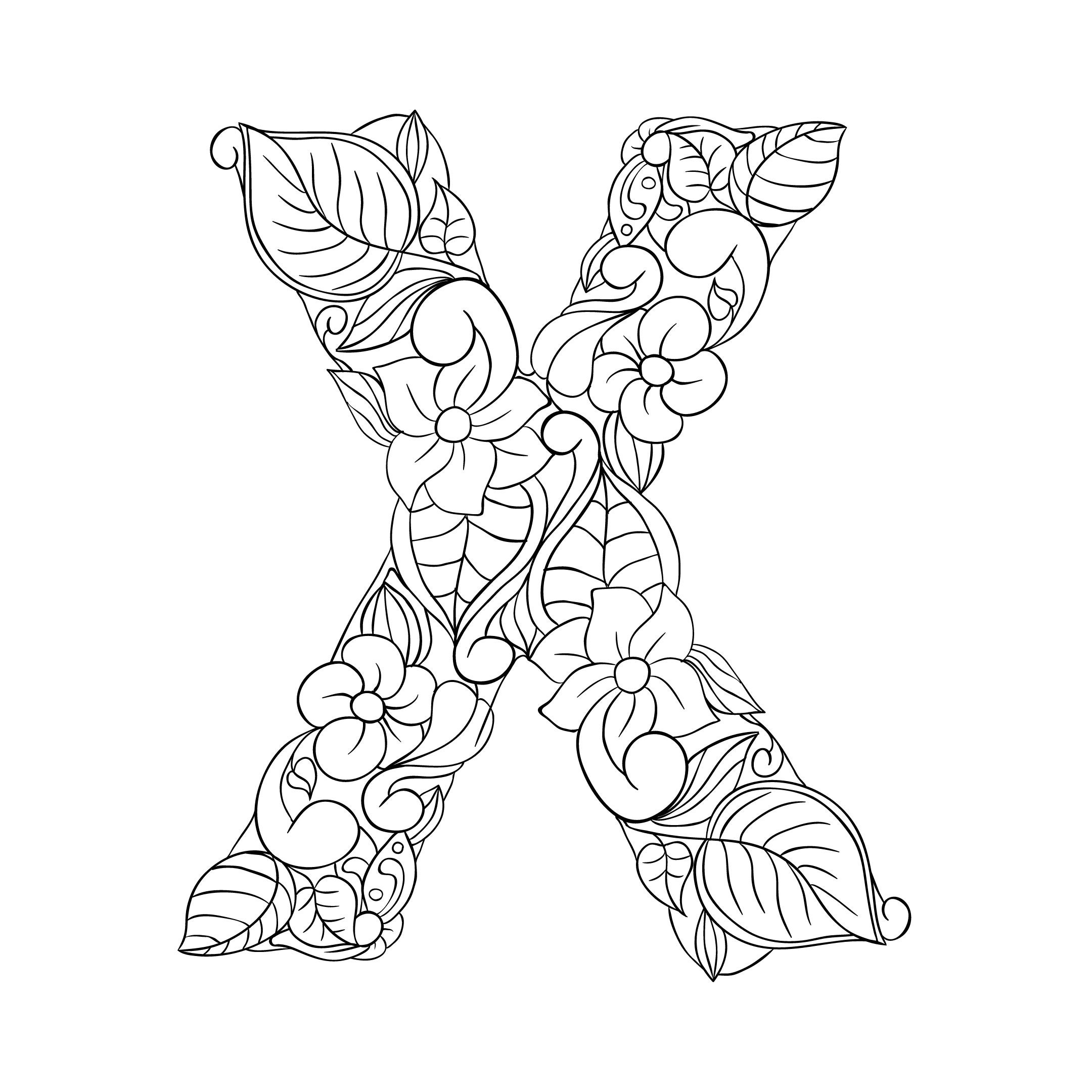 X Colouring Pages