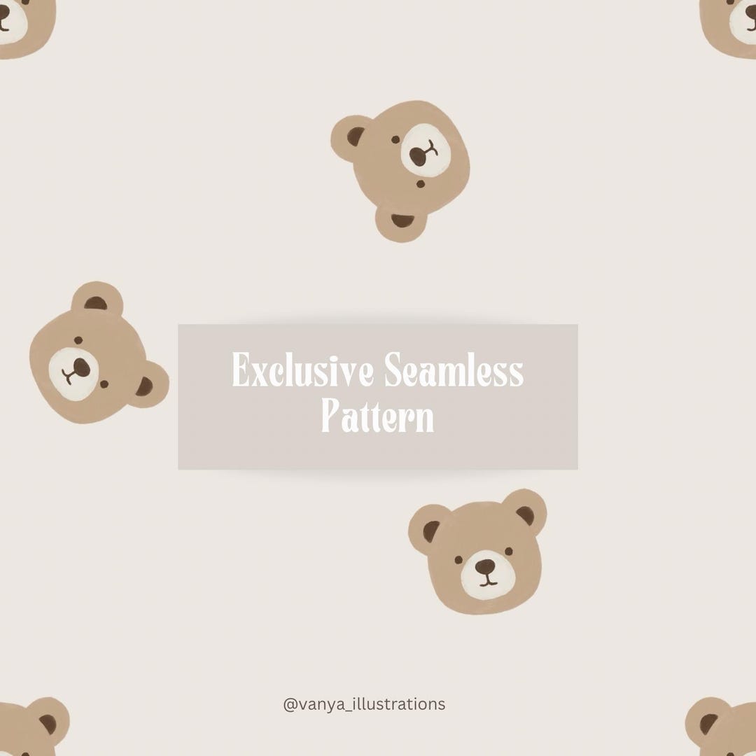 Exclusive Seamless Pattern Teddy Bear, Seamless Design, Seamless ...