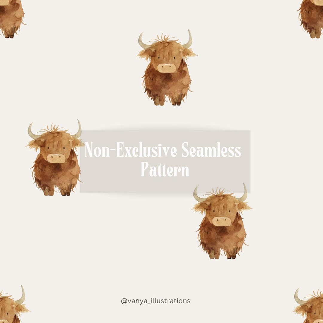 Non-exclusive Seamless Pattern Cute Baby Yak, Design, Fabric Pattern ...