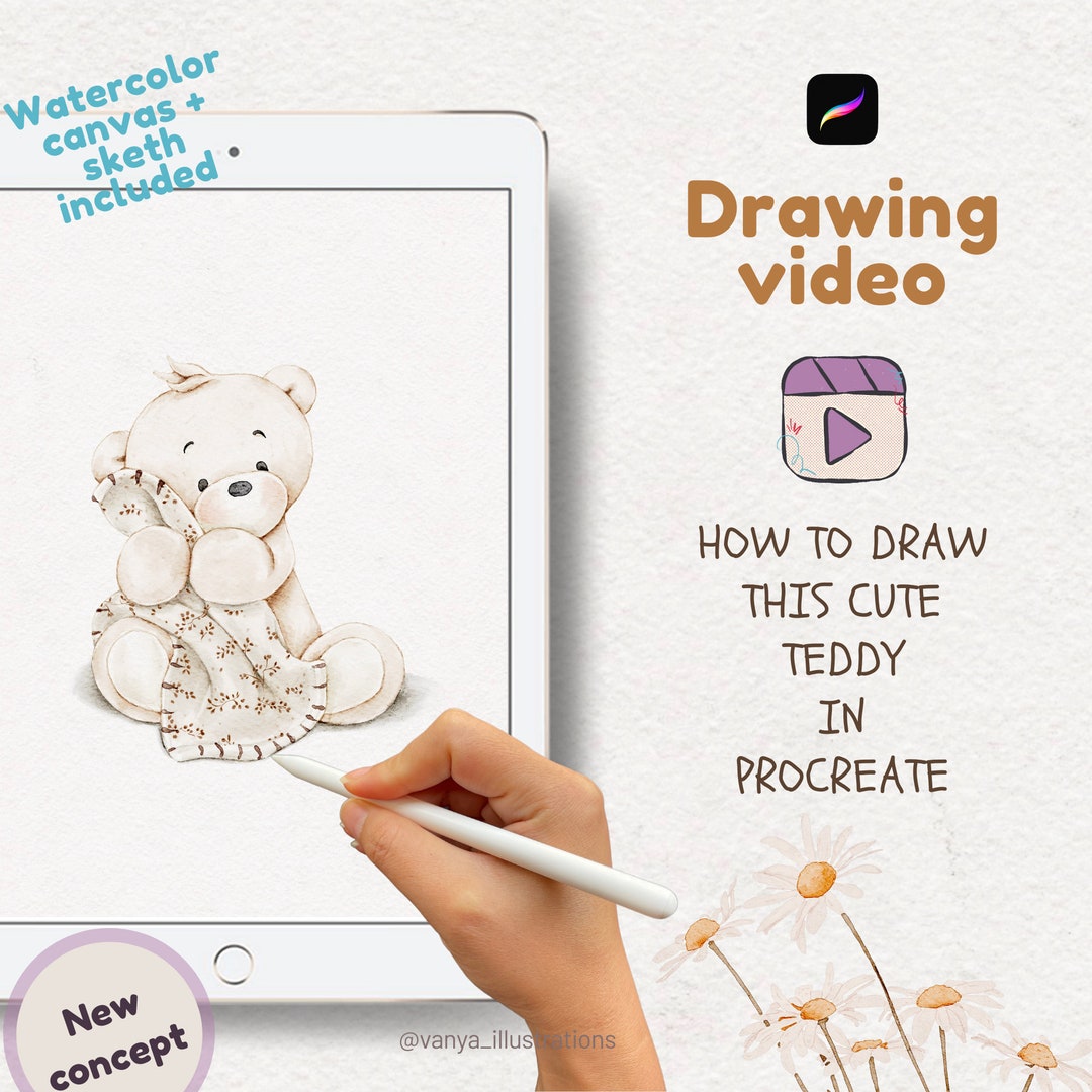 Procreate Drawing Video, Cute Teddy, Illustration, Sketch, Procreate ...