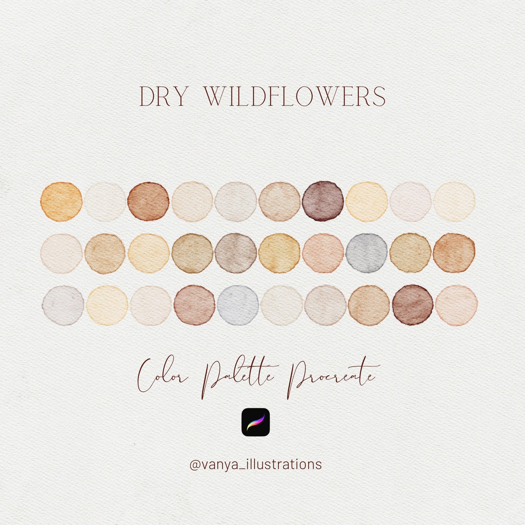 Dry Wildflowers, Procreate Color Palette, Procreate Swatches, Color ...