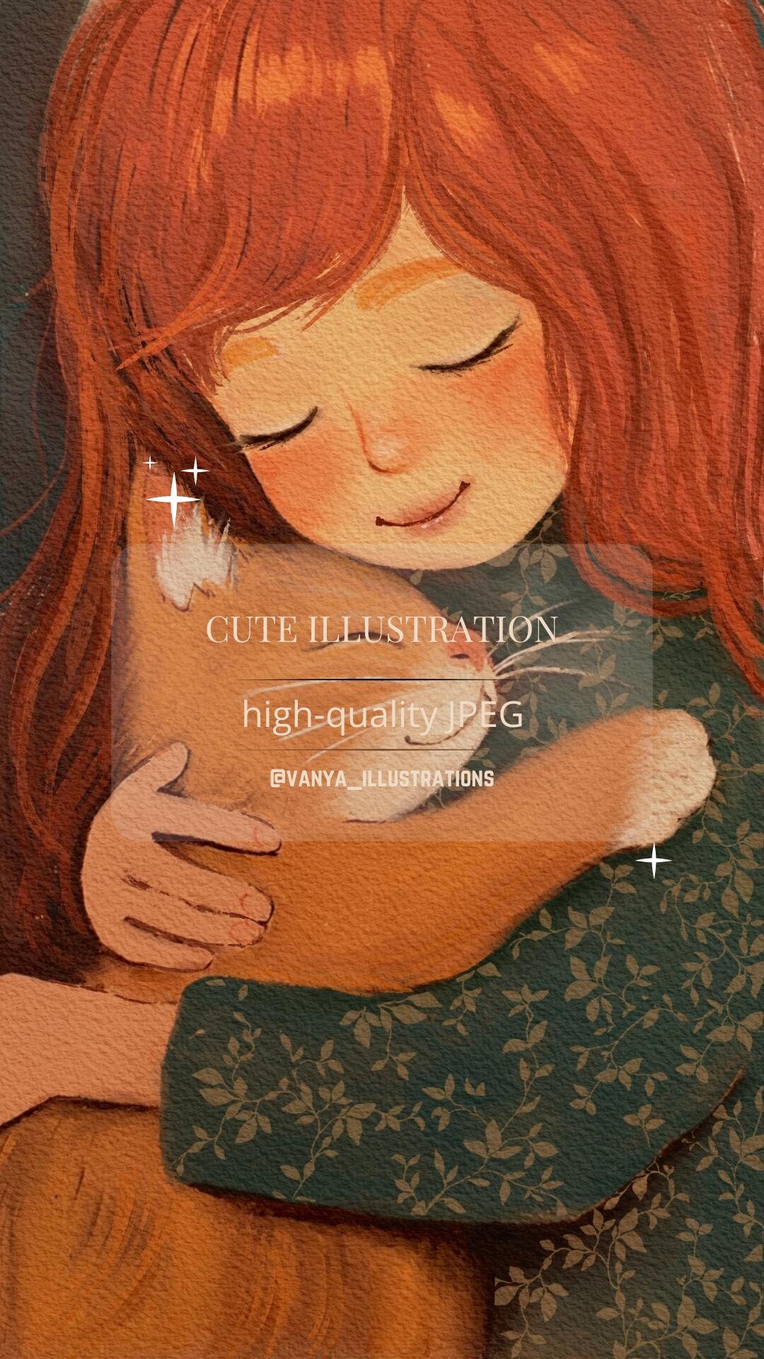 Cute Gouache Illustration, Digital Illustration, JPEG File, Instant ...