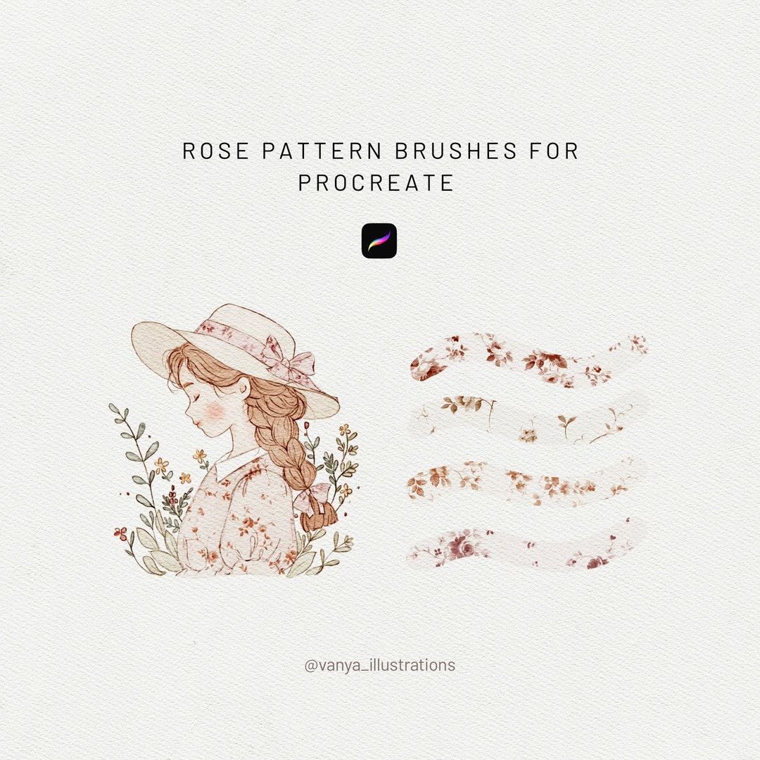 Rose Pattern Brush Set for Procreate, Brush Set for Ipad, Brush Pack ...