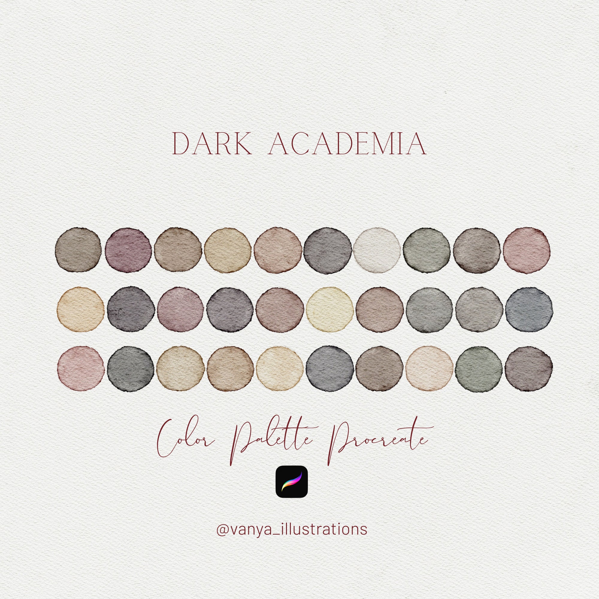 Dark Academia, Procreate Color Palette, Procreate Swatches, Color ... Dark Academia, Procreate Color Palette, Procreate Swatches, Color ...