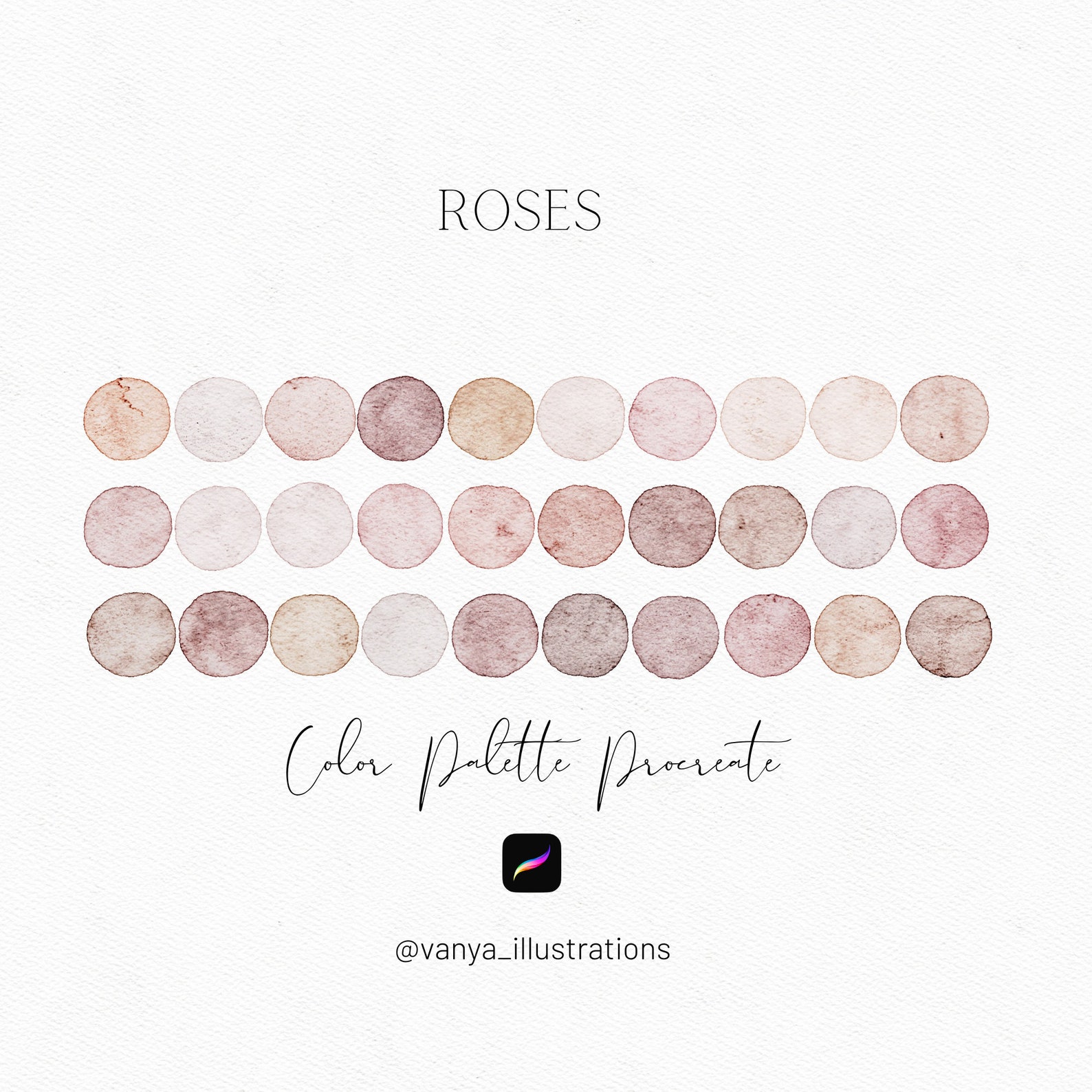 Roses Procreate Color Palette Procreate Swatches Color Swatches Procreate Digital Download