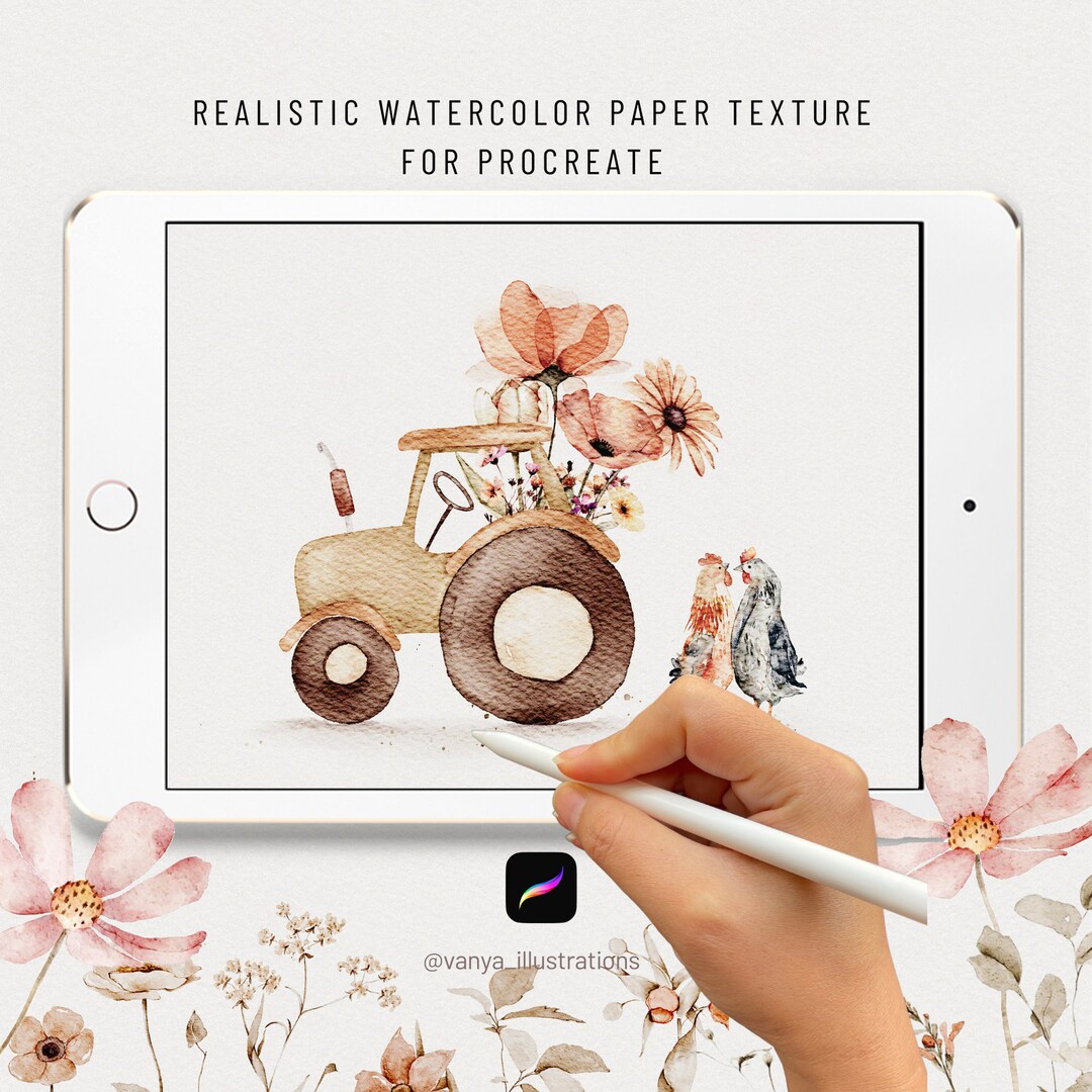 Realistic Watercolor Rough-grained Paper Texture for Procreate ...