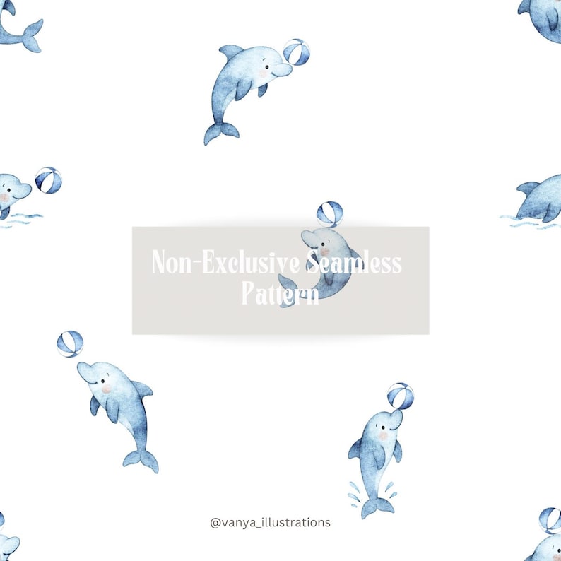 Non-exclusive Seamless Pattern Cute Dolphin, Pattern Design, Gender ...
